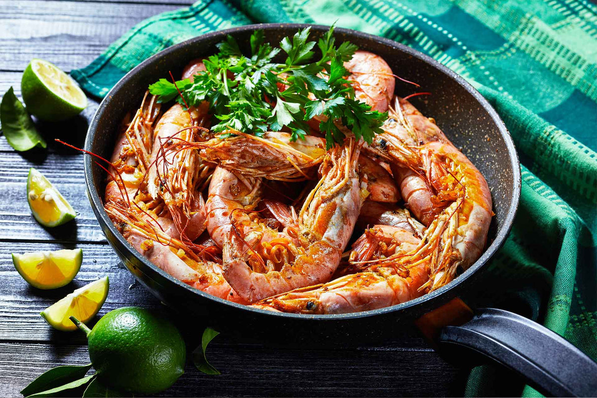 Garlic Butter Pan-Fried Pink Prawns